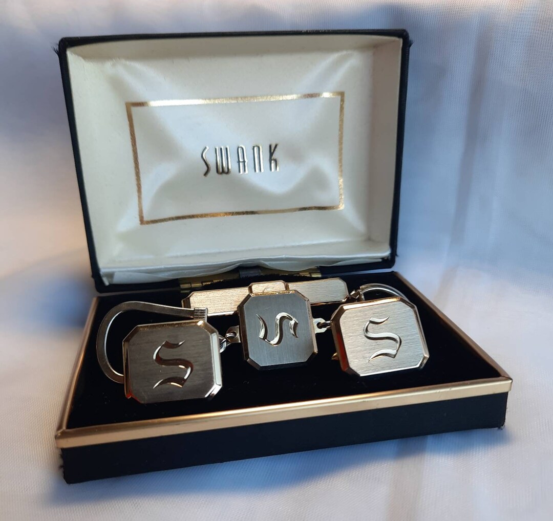 Vintage Swank s Monogram Tie Clip, Cufflinks and Keychain Set - Etsy