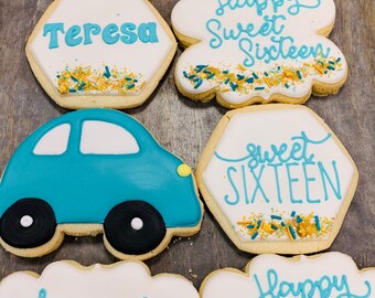 1 Dozen Personalized Sweet 16 Birthday Cookie Favors, Dessert Table ...