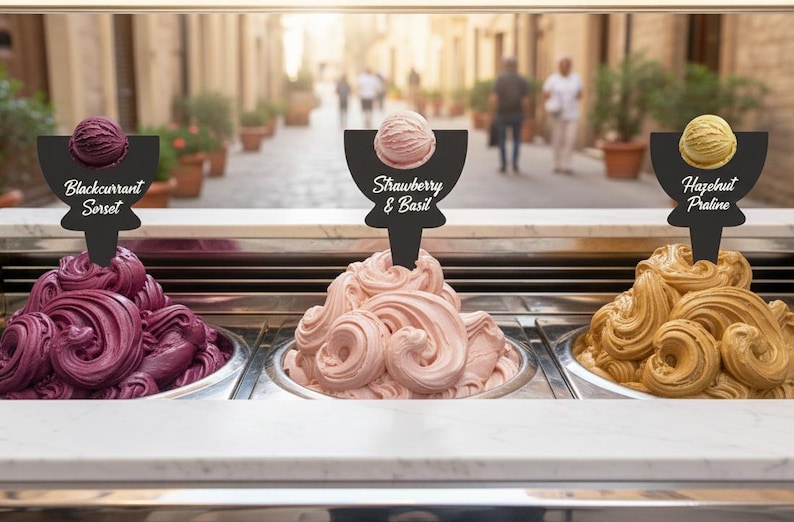 Gelato Flavor Labels, Ice Cream Tags, Bakery, Markers, Gelato Stickers ...