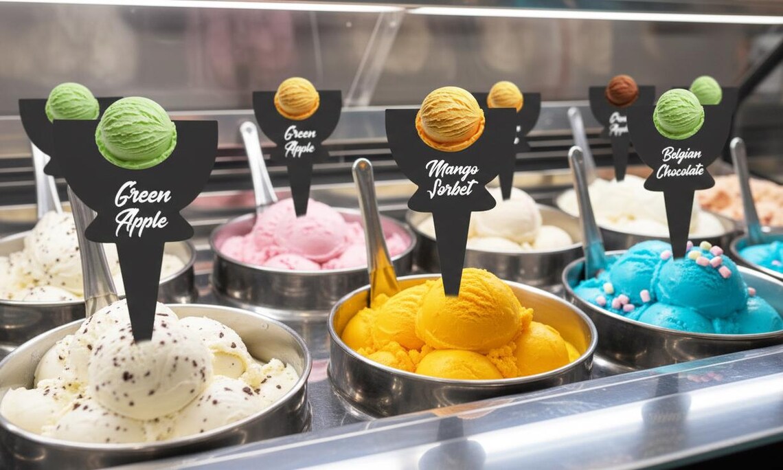 Gelato Flavor Labels, Ice Cream Tags, Bakery, Markers, Gelato Stickers ...