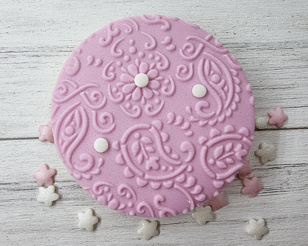 Paisley Pattern Embosser Fondant Stamp, Acrylic Embosser for Cookies ...