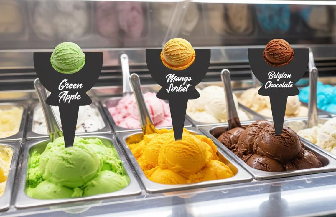 Gelato Flavor Labels, Ice Cream Tags, Bakery, Markers, Gelato Stickers ...