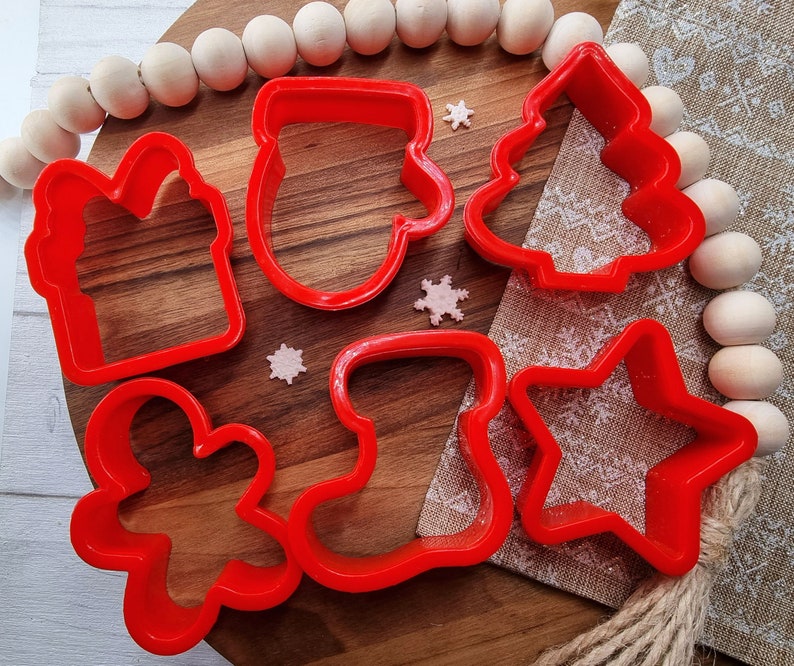 6pcs Christmas Embosser Plus Cookie Cutter Set, Fondant Stamp, Acrylic ...