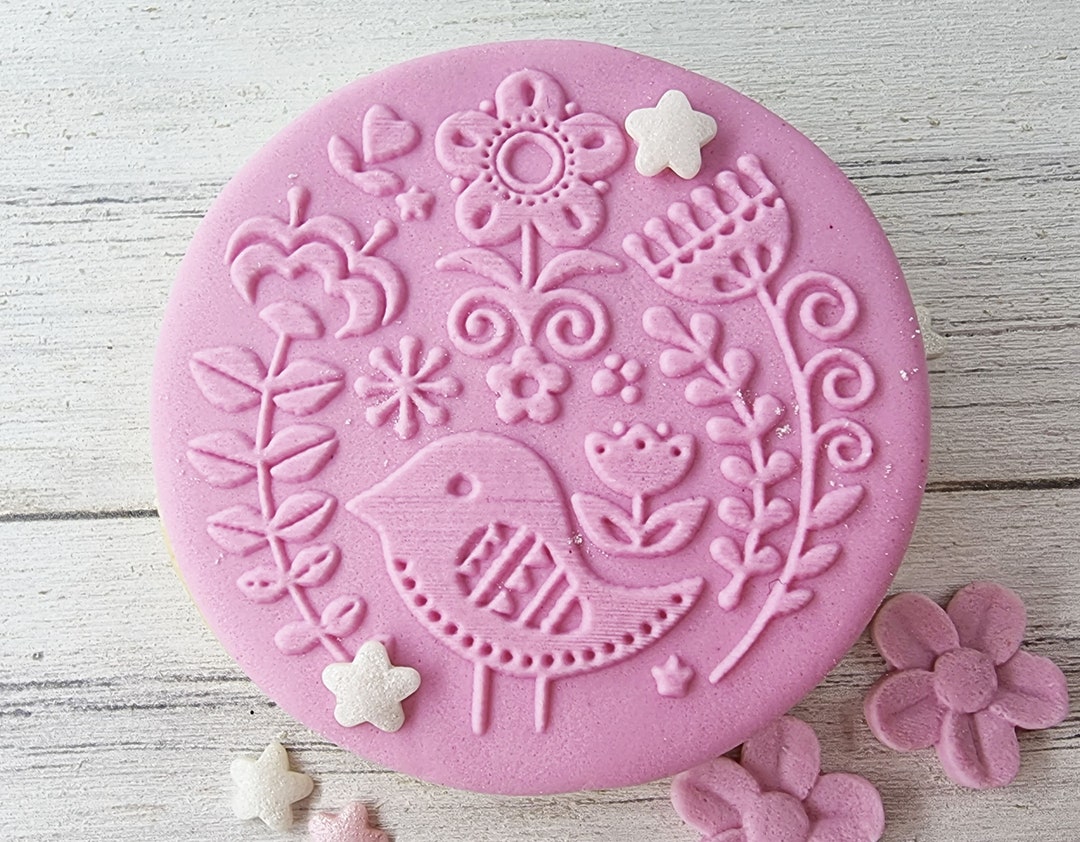 Embosser Fondant Stamp, Acrylic Embosser for Cookies, Cake Decorating ...