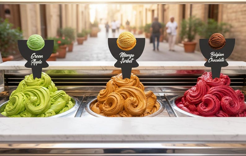 Gelato Flavor Labels, Ice Cream Tags, Bakery, Markers, Gelato Stickers ...