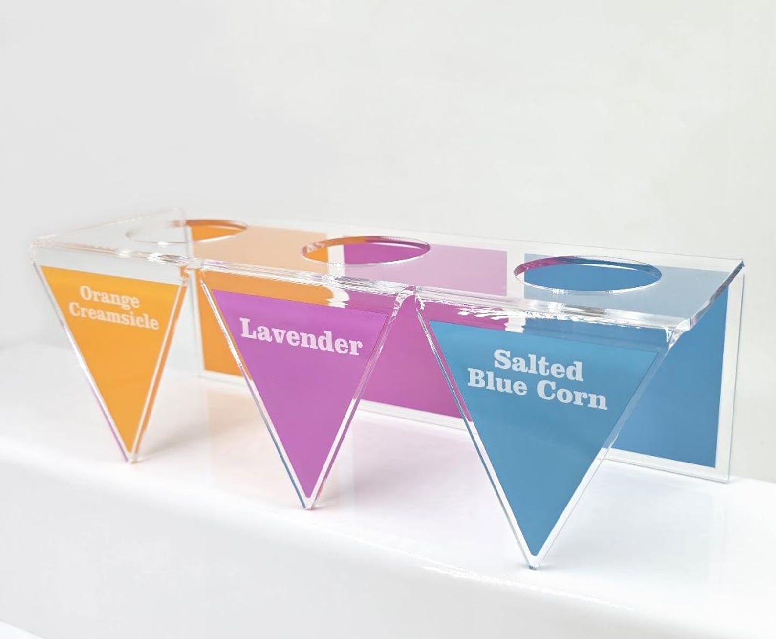 Colorful Acrylic Ice Cream Cone Holder, 3 Flavor Display, Custom Labels ...