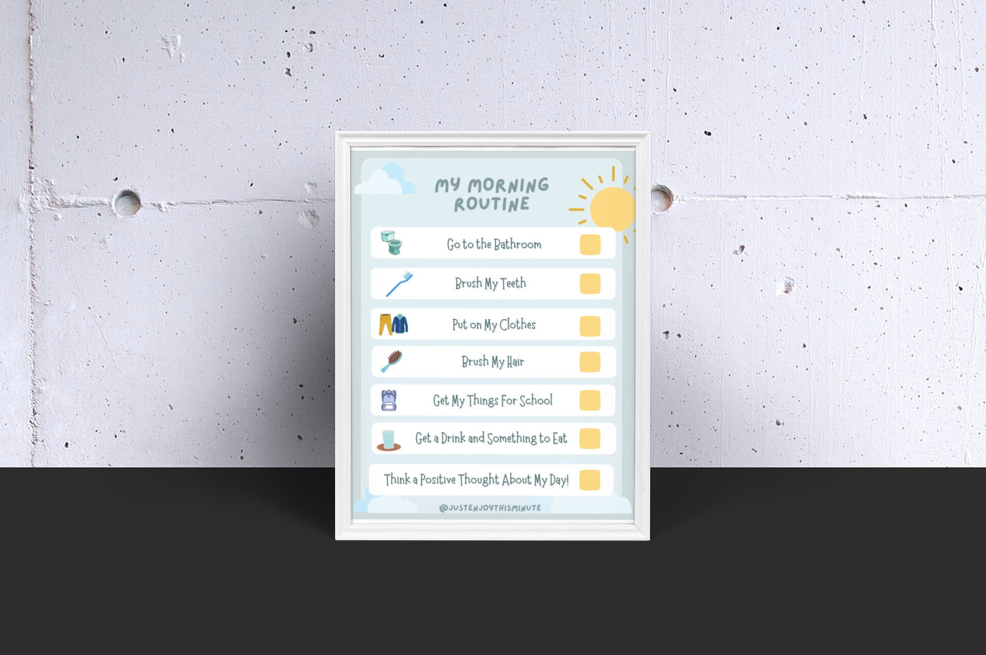 Kids Morning Routine With Sun and Clouds - Etsy