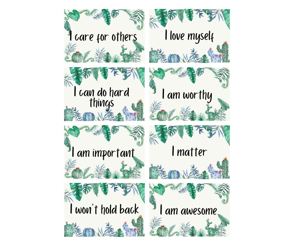 Succulents and Cactus Affirmation Cards - Etsy