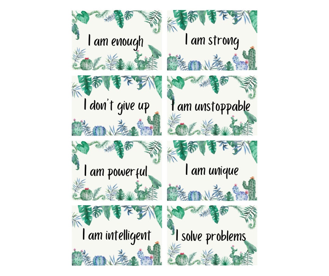 Succulents and Cactus Affirmation Cards - Etsy