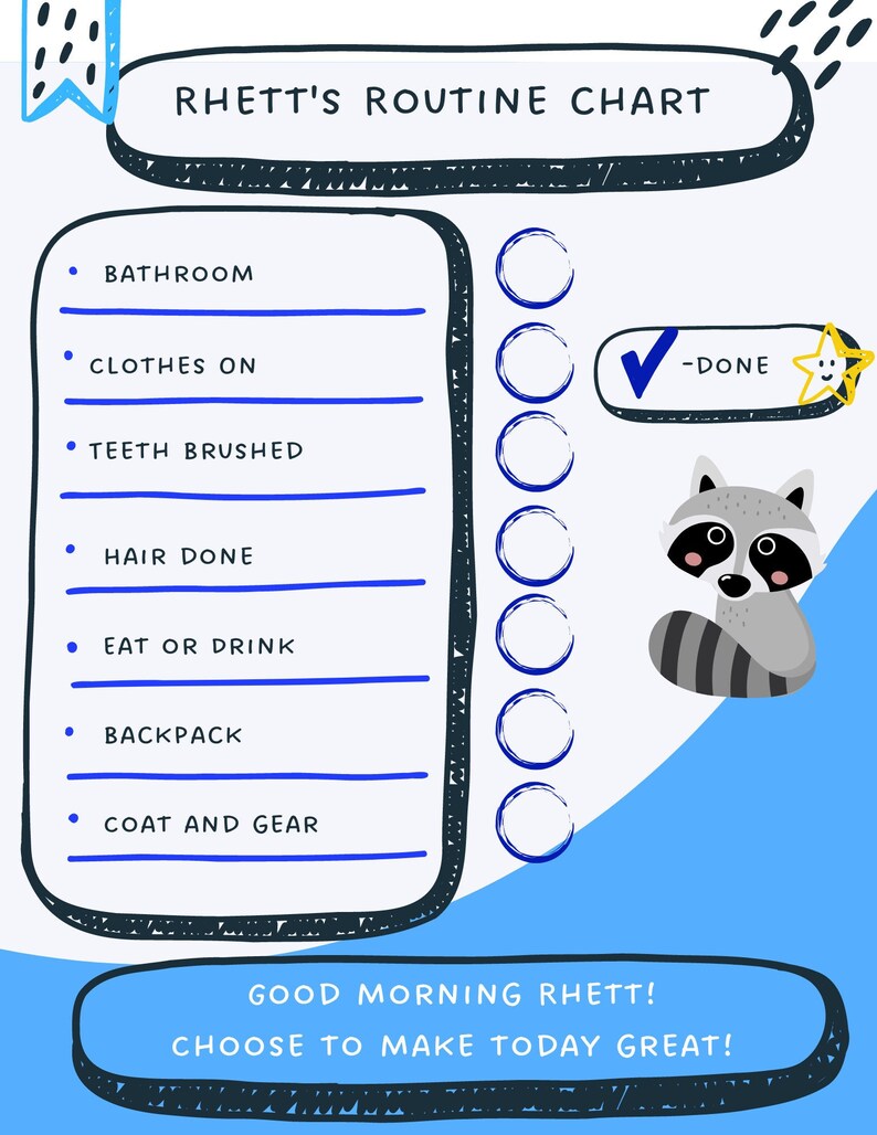 Customizable Kids Routine Chart - Etsy