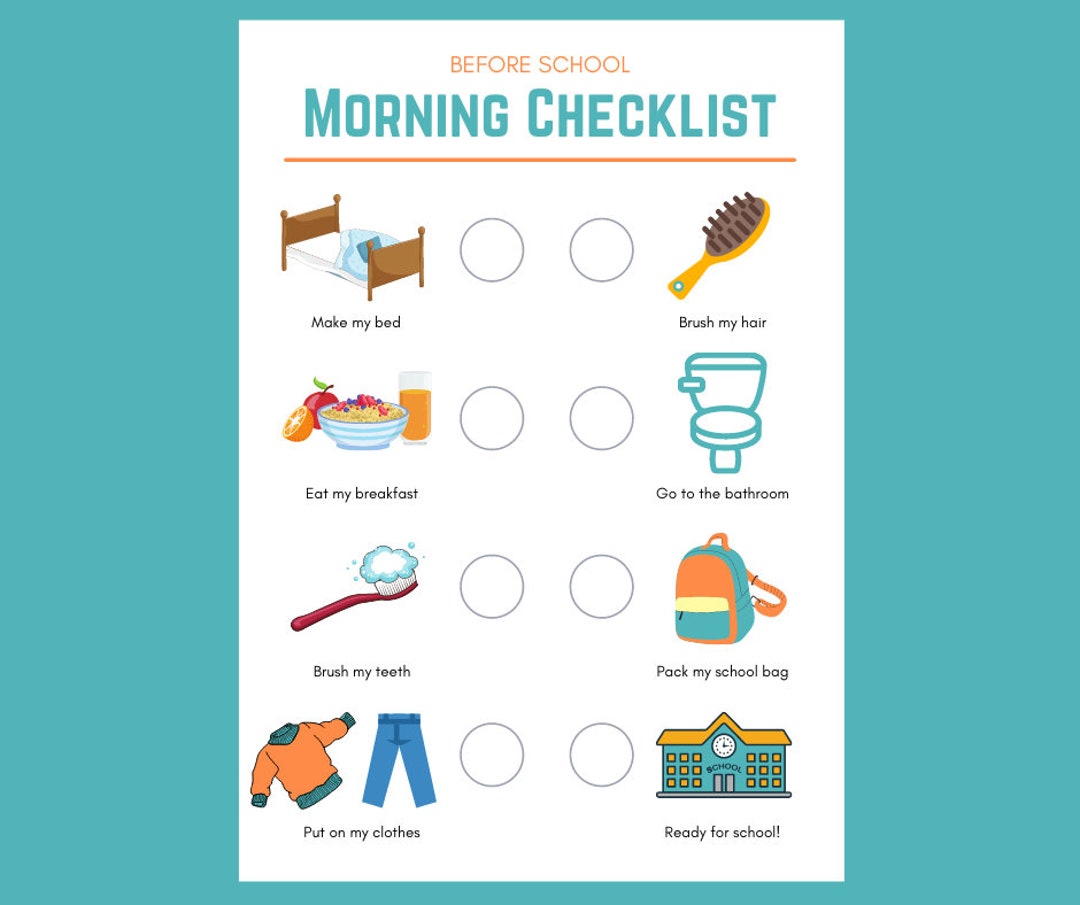 Morning Checklist Fill in the Circles - Etsy