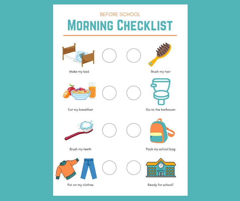 Morning Checklist Fill in the Circles - Etsy