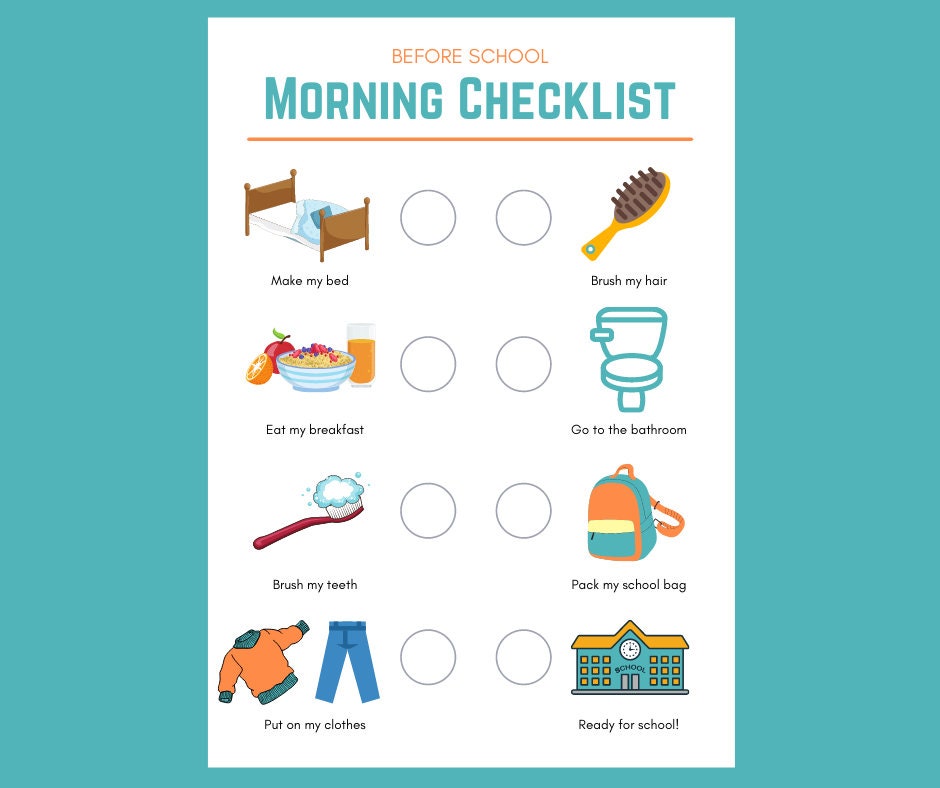 Morning Checklist Fill in the Circles - Etsy