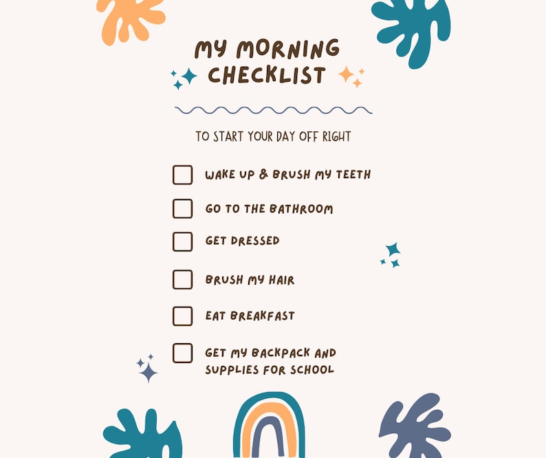 My Morning Checklist orange & Teal Rainbow - Etsy