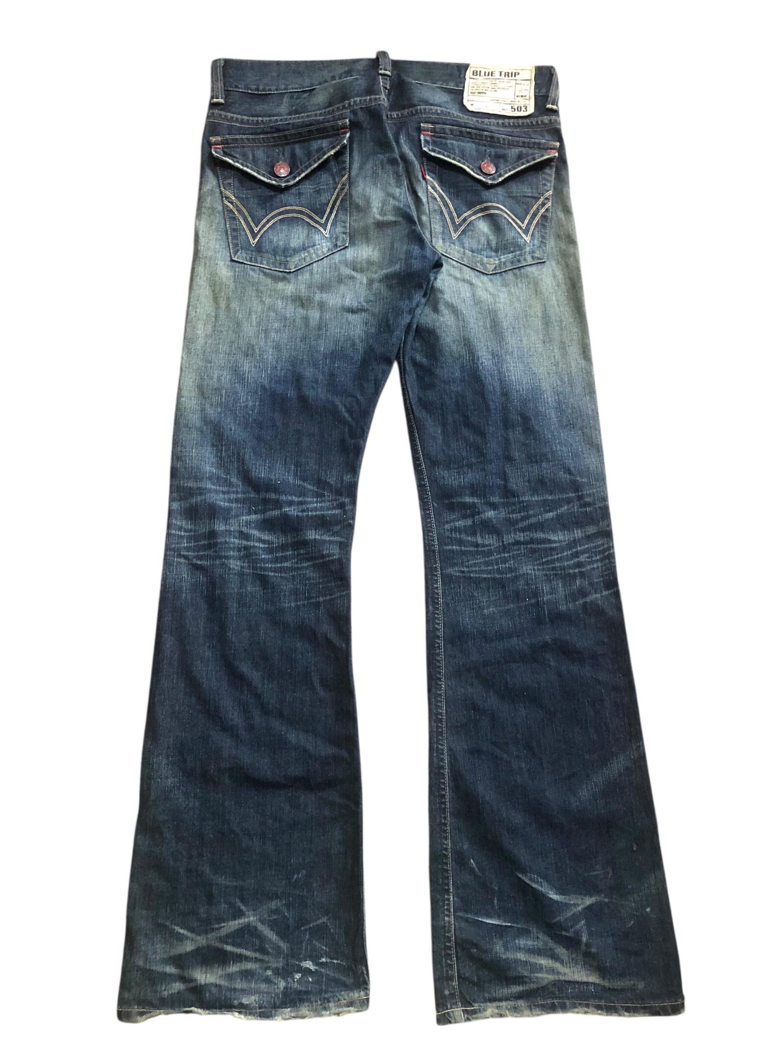 Edwin 503 Blue Trip Distressed Boot Cut Denim Pant - Etsy