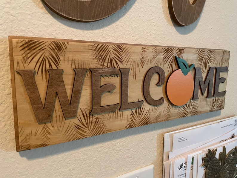 Tropical Magnetic Wooden Welcome Sign for Shelf or Wall With - Etsy