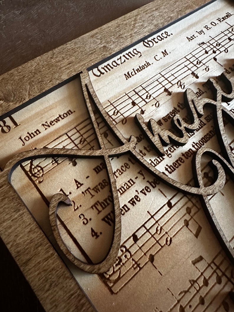 Amazing Grace Hymn Sign, Layered Wooden Music Decor - Etsy
