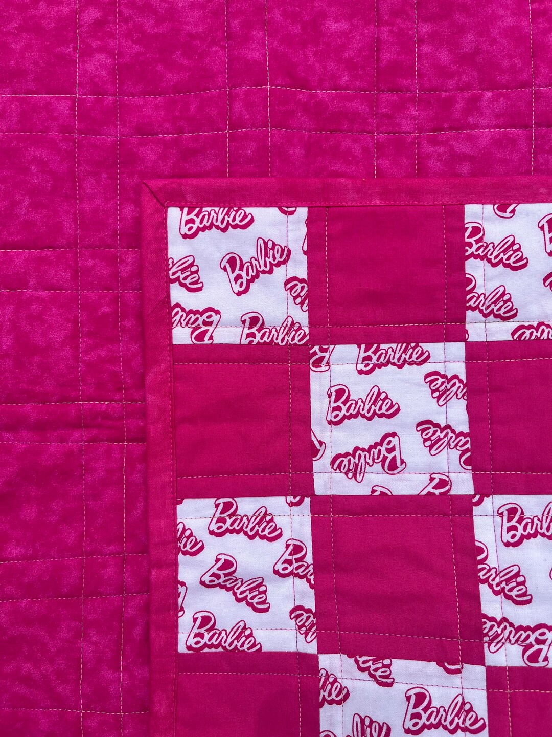 Pink Barbie Quilt - 100% Cotton - Lap Bed Quilt - Baby Blanket ...