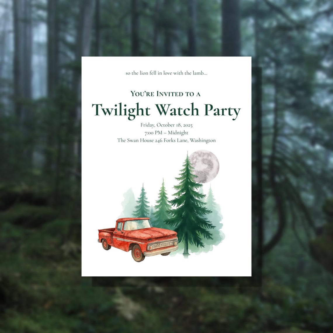 Editable Twilight Watch Party Invitation | Canva Template | Vampire ...