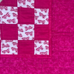 Pink Barbie Quilt - 100% Cotton - Lap Bed Quilt - Baby Blanket ...