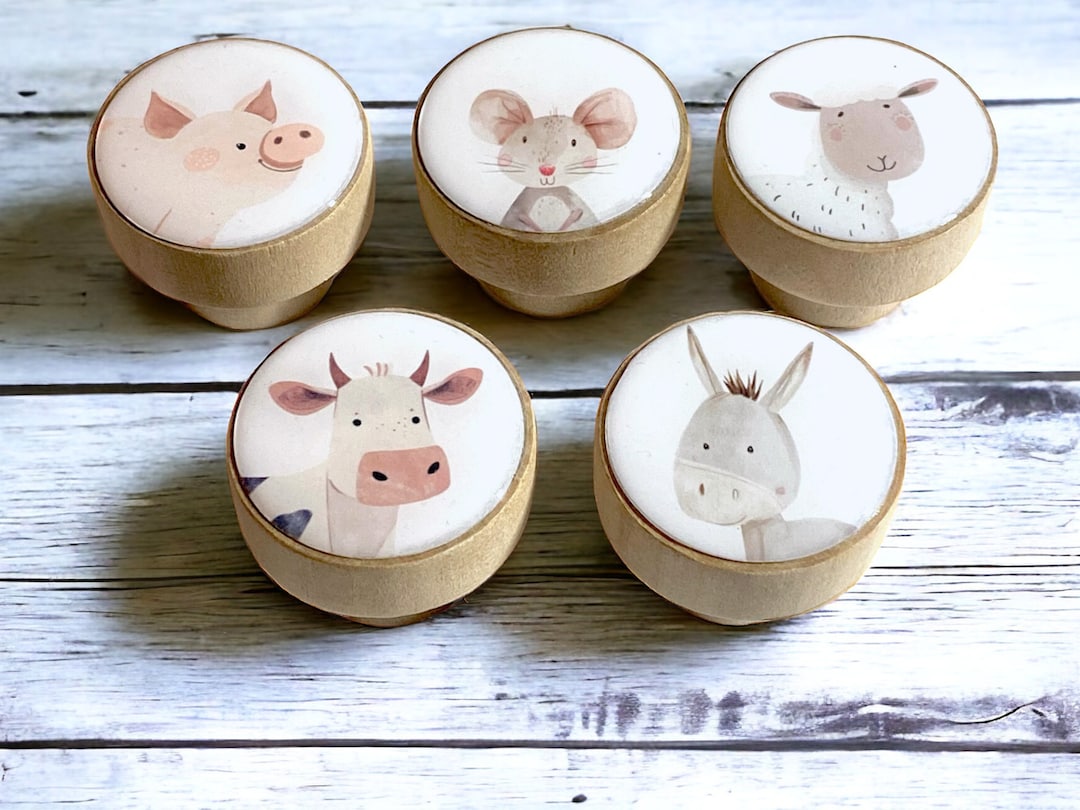 Farmyard Animal Knobs, Drawer Handles *price per Knob* 35mm Dresser Handles, Handcrafted Wooden ...