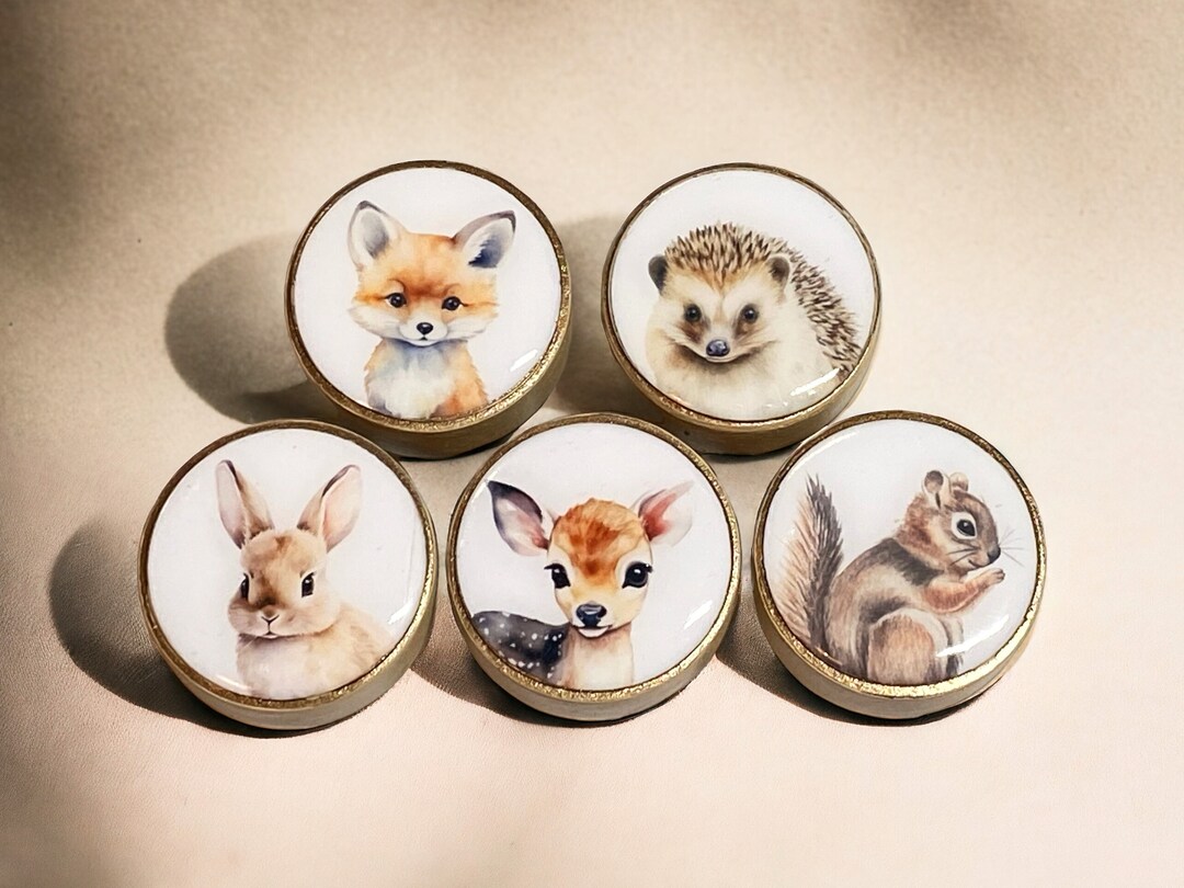 Woodland Animal Knobs, Wooden Drawer Handles, Children's Knobs, 35mm Dresser Handles, Cabinet ...
