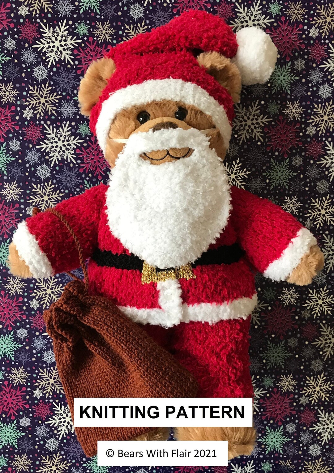 Bear Father Christmas Outfit Knitting Pattern: Fits Build-a-bear (PDF ...
