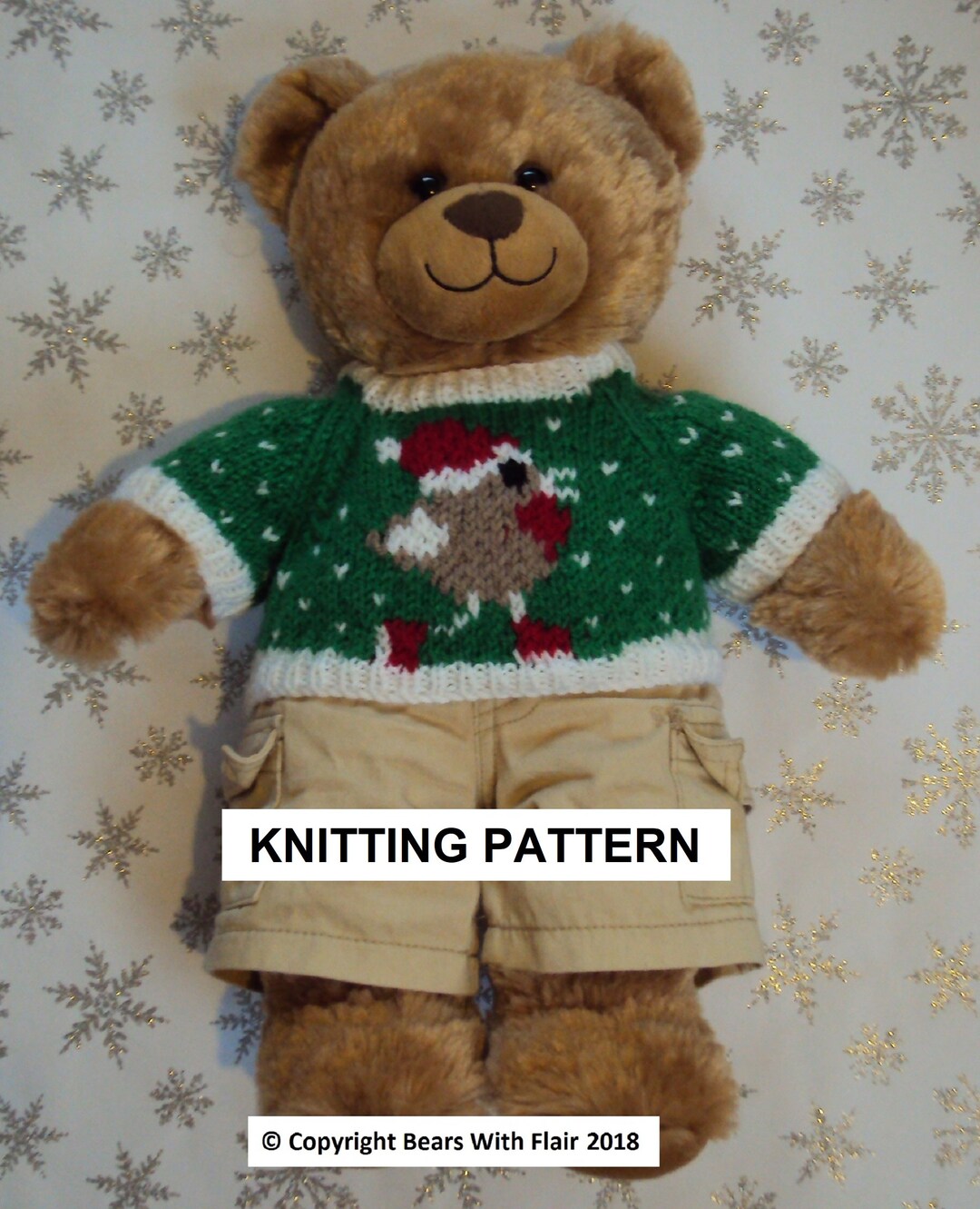 KNITTING PATTERN Instant Download PDF Bear Christmas Jumper Sweater ...