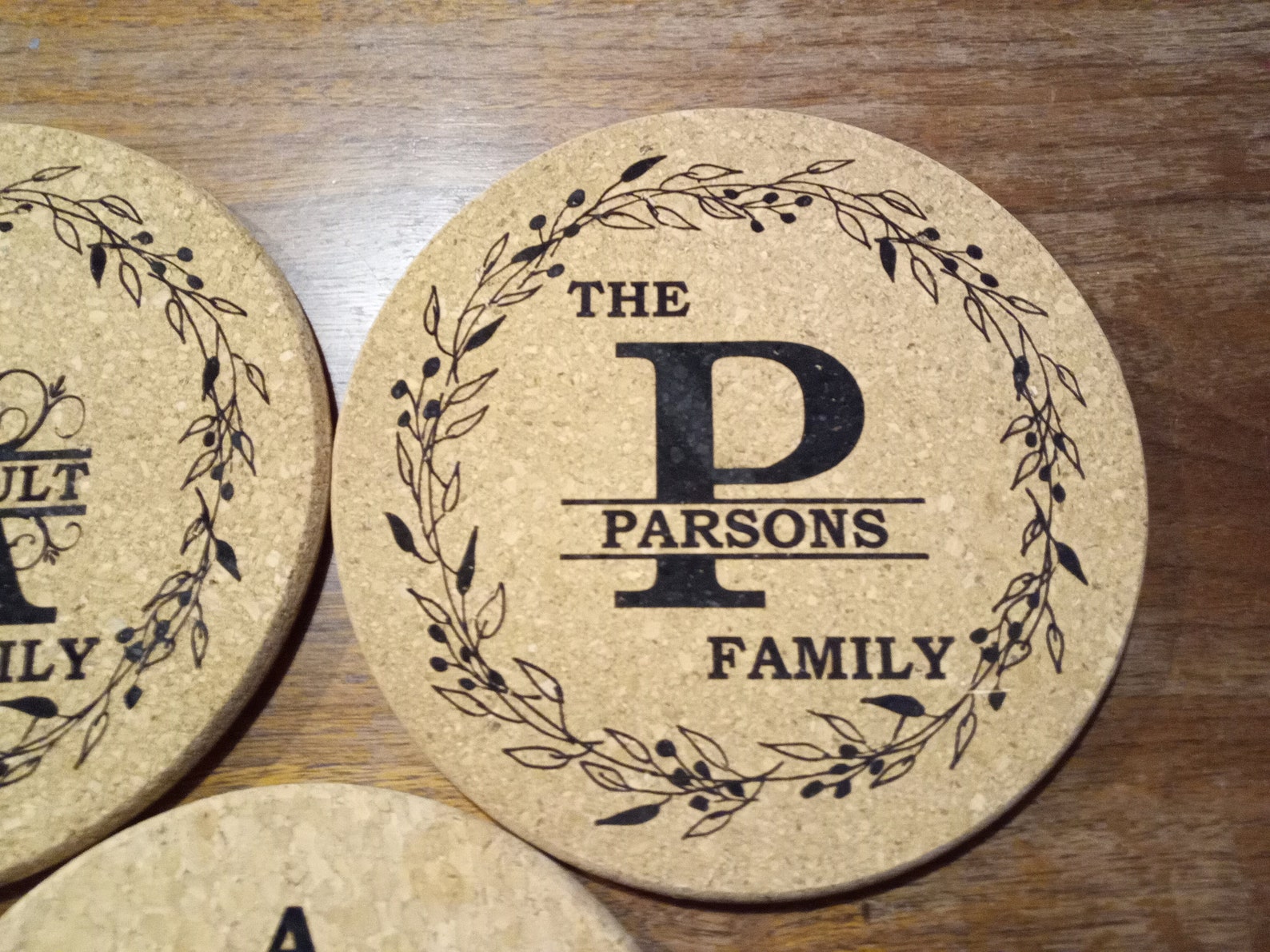 Custom Laser Engraved Cork Hot Plate, Trivet, Tea Pot Cozy, Monogram ...