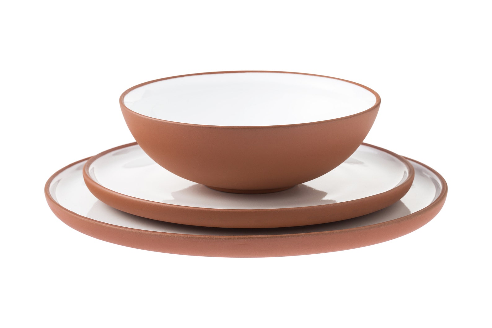 3 Piece Terracotta Dinnerware Set Dinner and Salad Plate - Etsy Canada