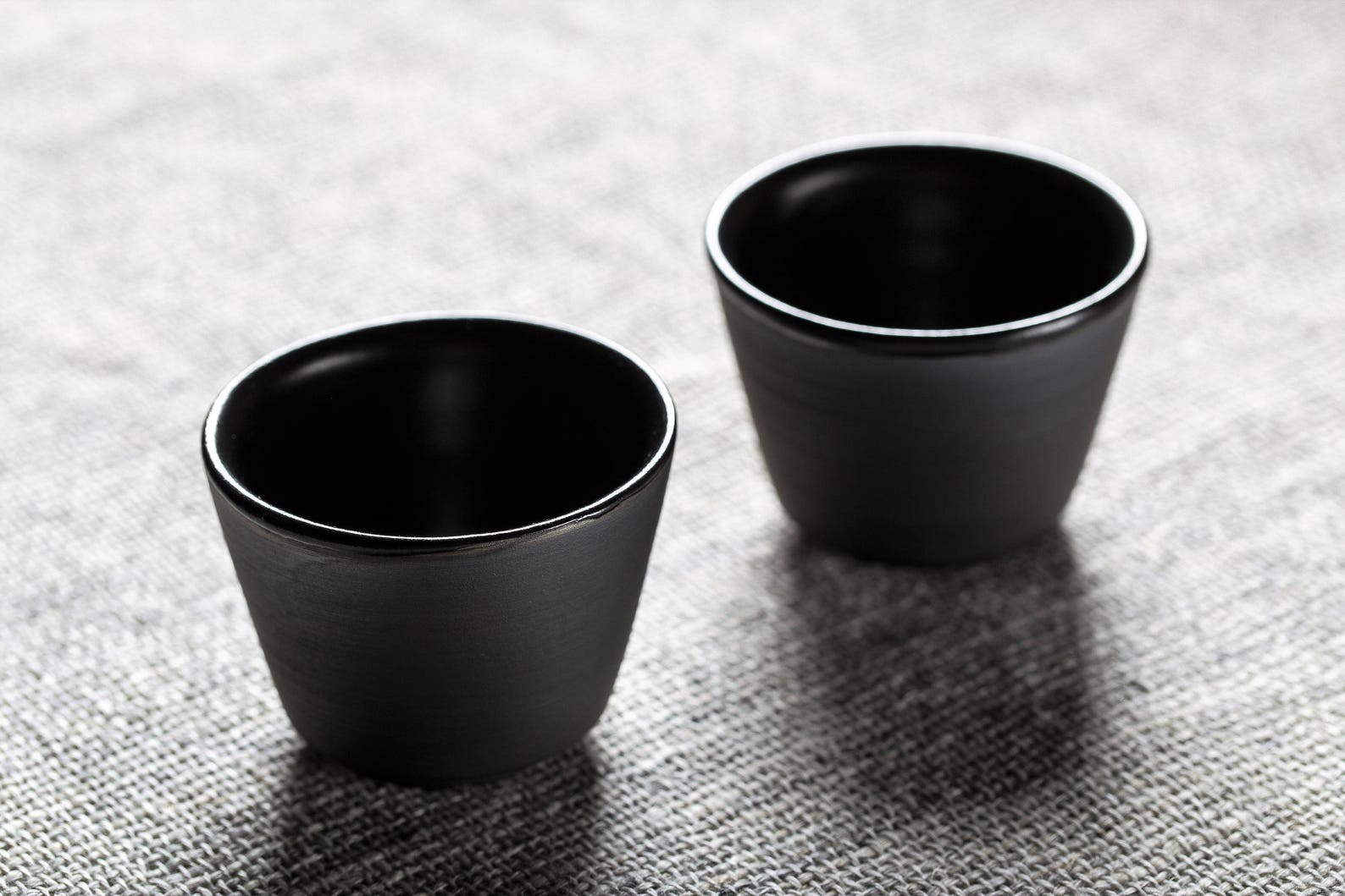 Set of 2 Espresso Coffee Cups Matte Black Ceramic Handmade - Etsy