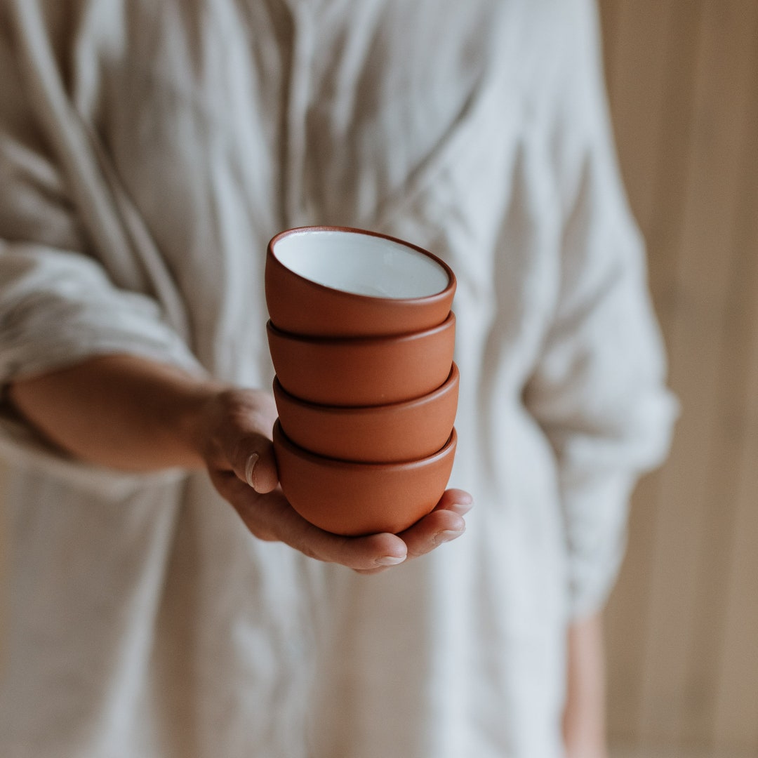 4 Piece Terracotta Dip Bowl Set | Handmade Pottery | Collection EARTH ...