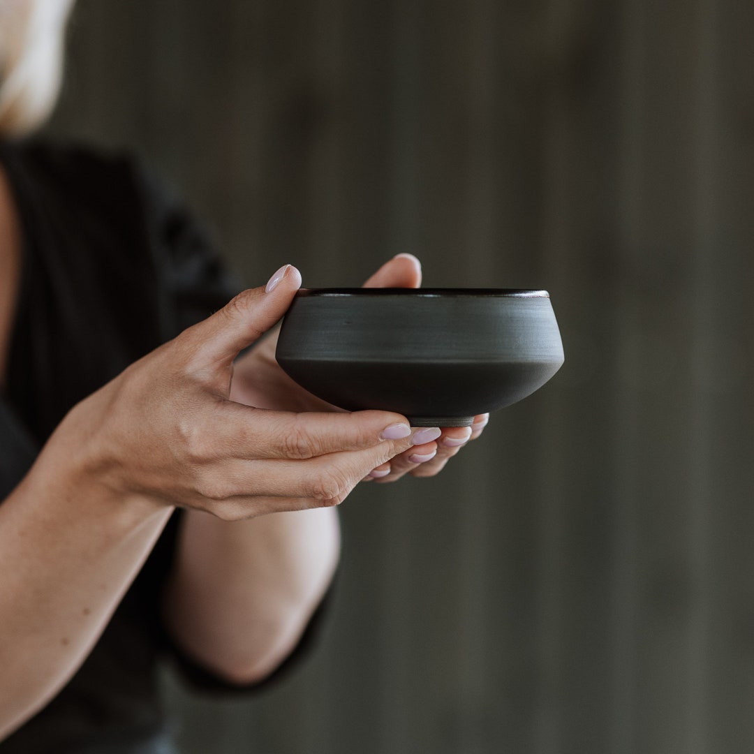 Small Snack/rice Bowl | Matte Black Dinnerware | Handmade Pottery ...