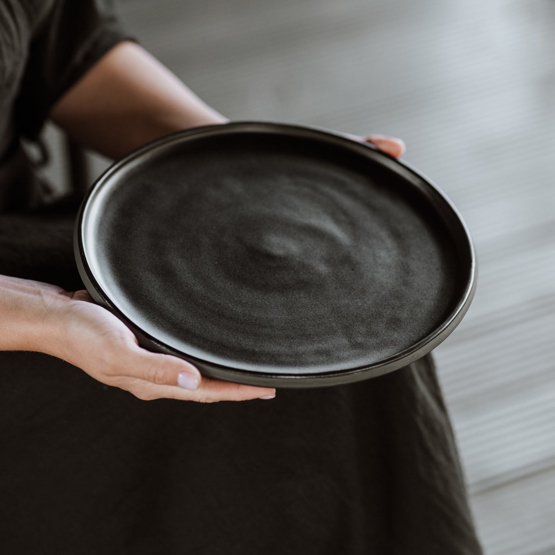 29 Cm | 11.4" Large Dinner Plate | Matte Black Dinnerware | Handmade ...