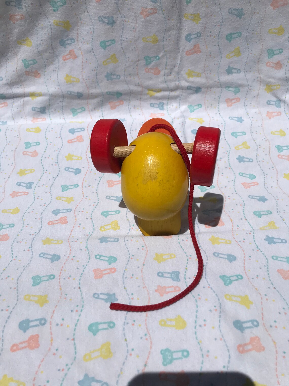 Vintage Wooden Duck Pull Toy: Yellow Duckie With Red Wheels - Etsy