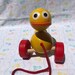Vintage Wooden Duck Pull Toy: Yellow Duckie With Red Wheels - Etsy