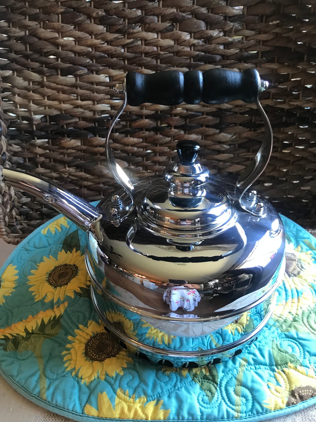 Vintage Simplex Chrome Tea Kettle: Rapid Boil Copper Base, Made in ...