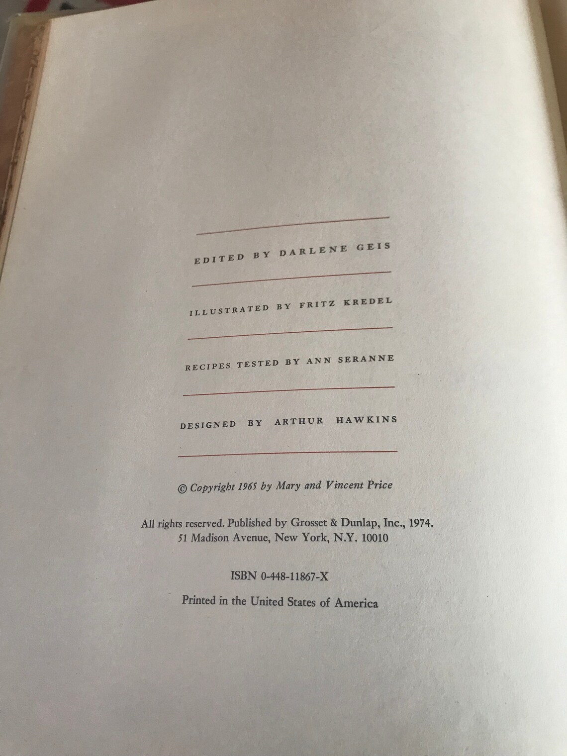 A Treasury of Great Recipes by Mary and Vincent Price, Copyright 1965 ...