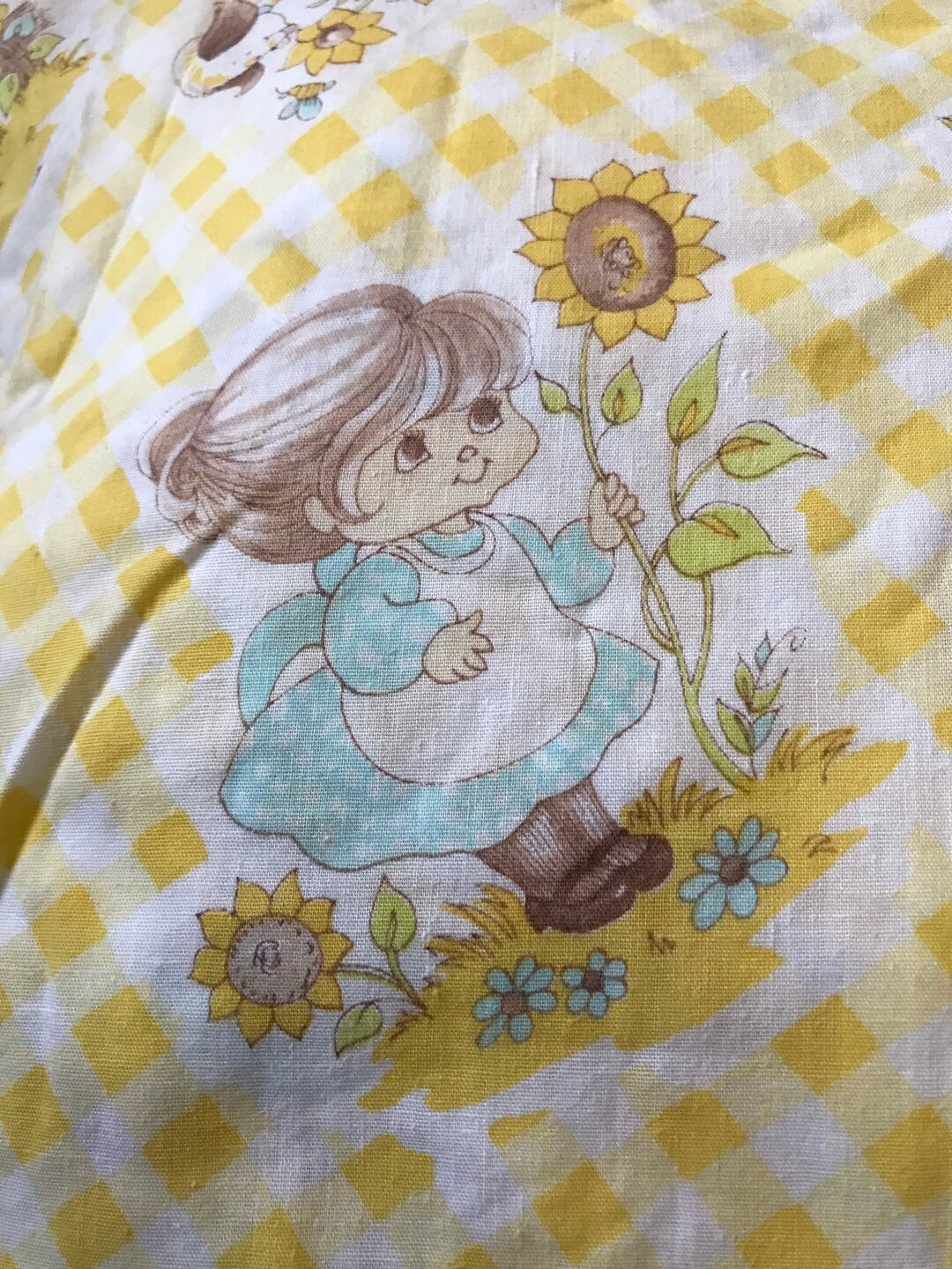 1978 Fitted Crib Sheet, Yellow/white Checkered Fitted Sheet, Baby Crib ...