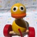 Vintage Wooden Duck Pull Toy: Yellow Duckie With Red Wheels - Etsy