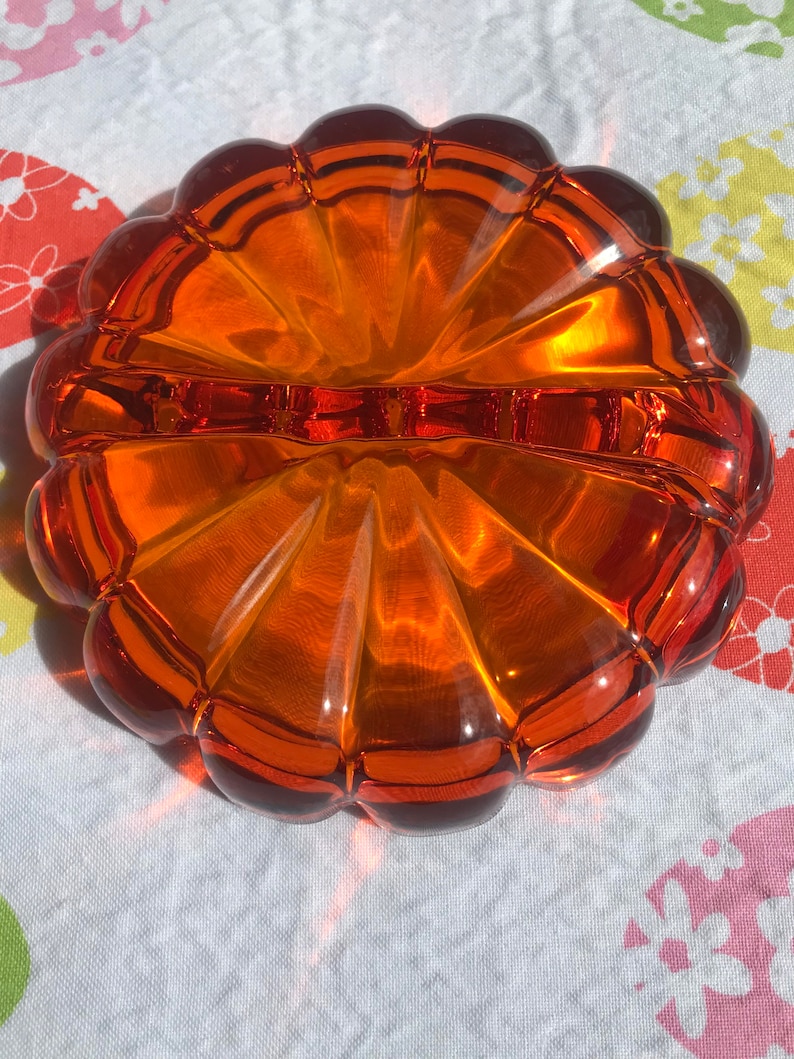Rare Vintage Viking Glass Persimmon Ashtray, Collectible Orange Viking ...