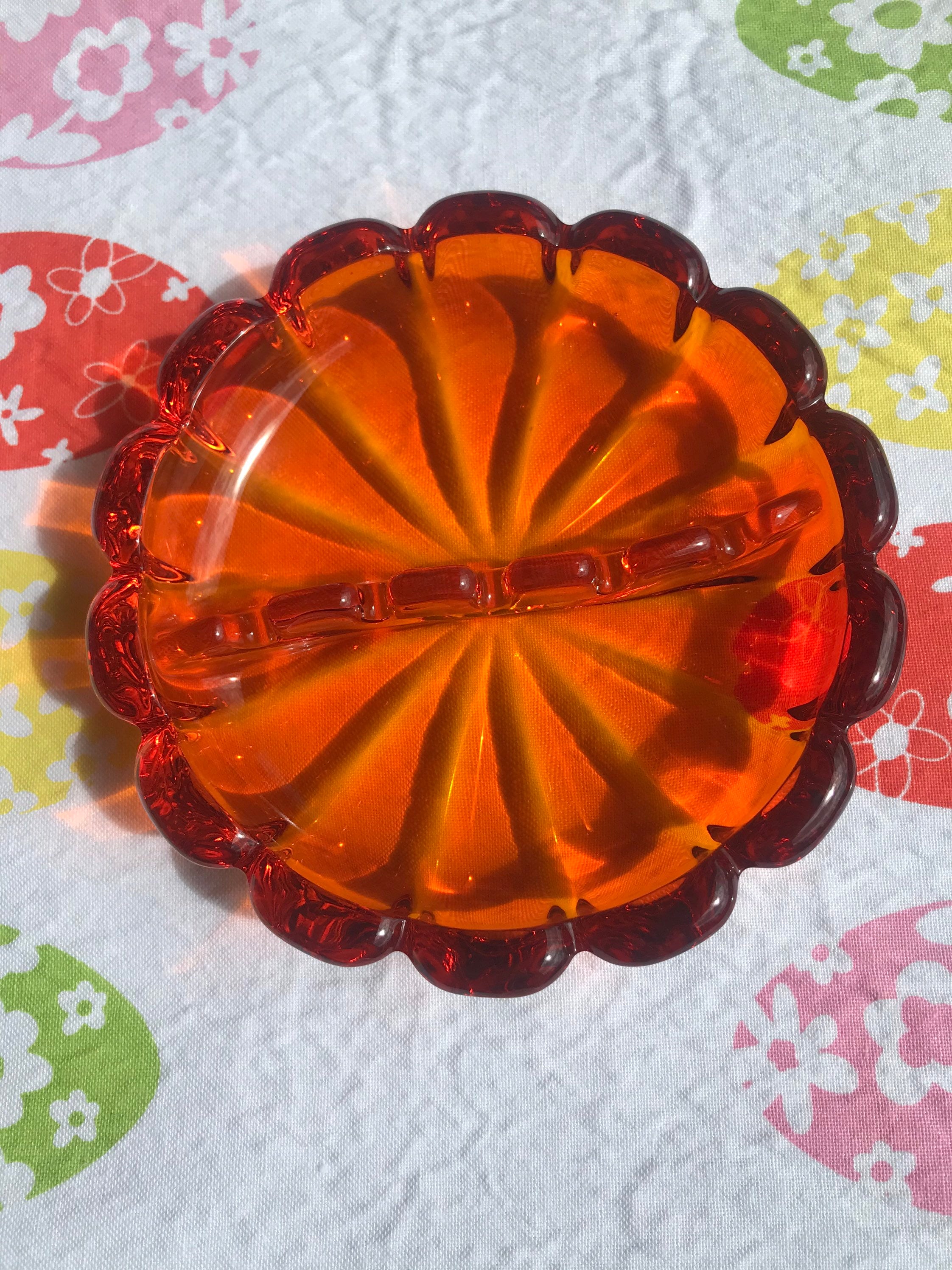 Rare Vintage Viking Glass Persimmon Ashtray, Collectible Orange Viking ...