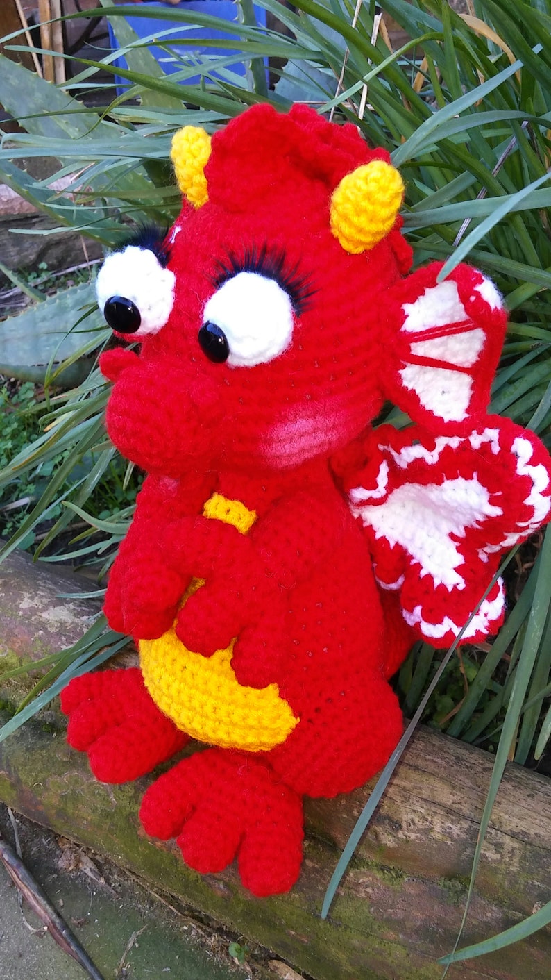 Dragon red crochet pattern pdf english / español ternura | Etsy