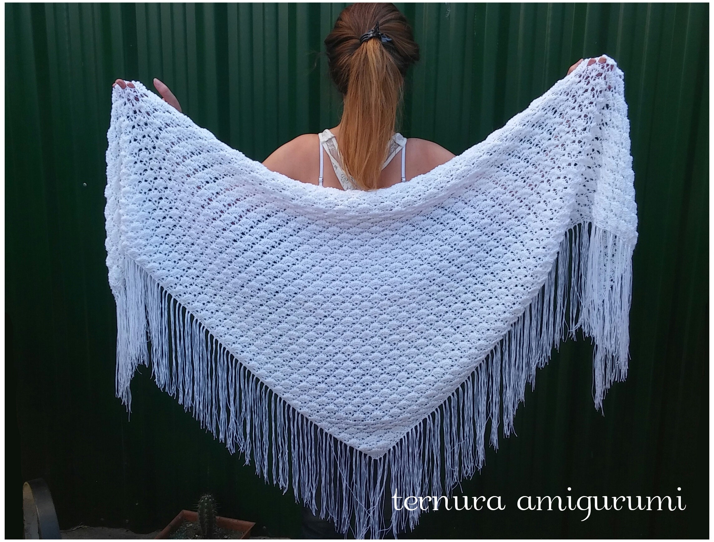 Triangular Handkerchief Crochet Pattern Shawl Pdf English Español by ...
