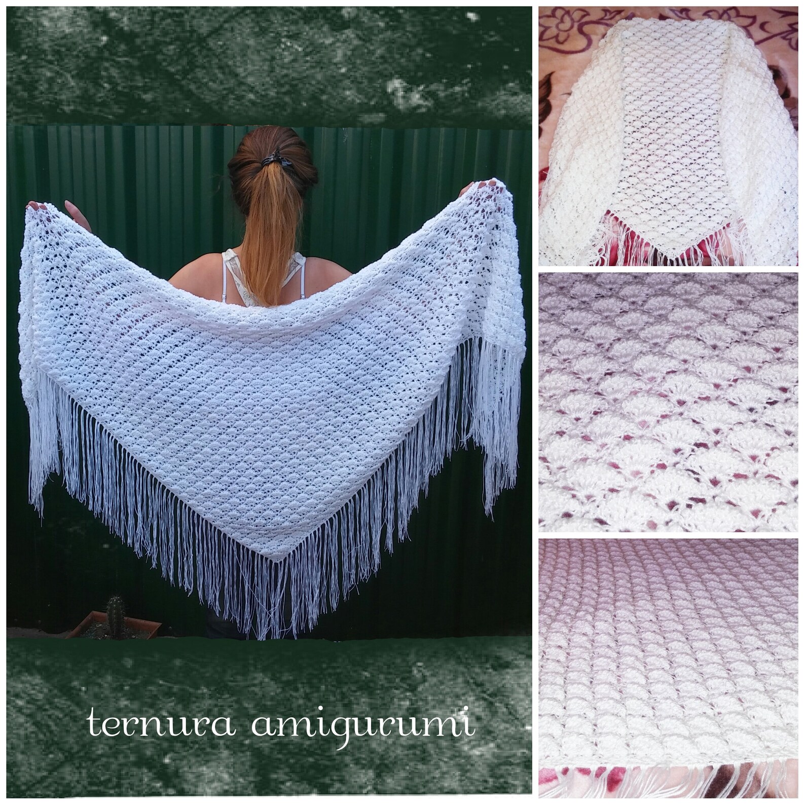Triangular Handkerchief Crochet Pattern Shawl Pdf English Español by ...
