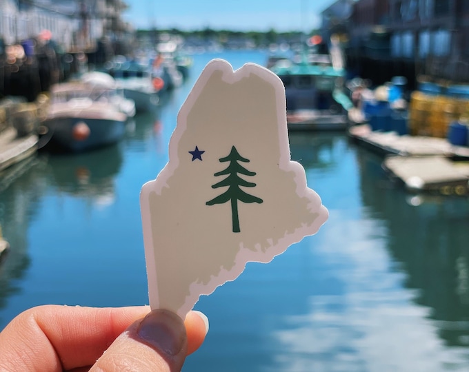 Pine Tree State Flag Sticker | Maine Flag Sticker | Maine Bicentennial ...