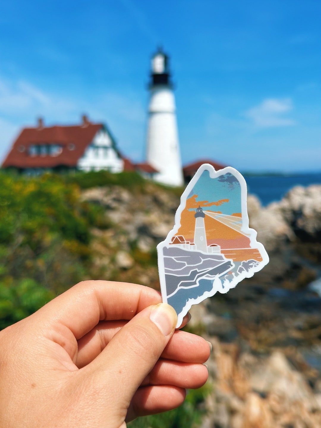 Maine Lighthouse Sticker | Maine Coast Sticker | Maine | Maine Sticker ...