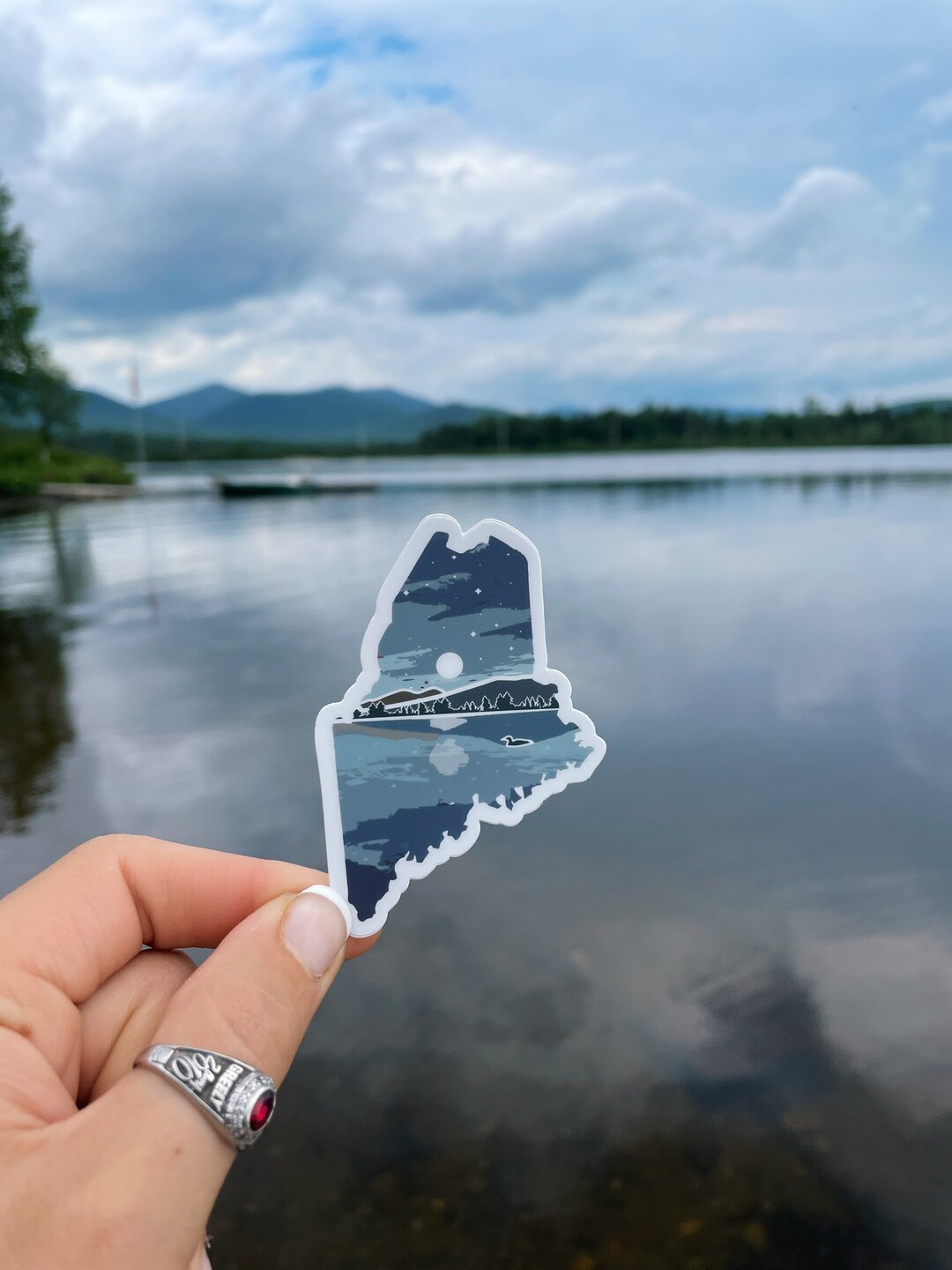 Maine Starry Night Sticker Lake Sticker Loon Sticker Maine Sticker ...