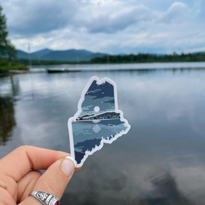 Maine Starry Night Sticker Lake Sticker Loon Sticker | Etsy