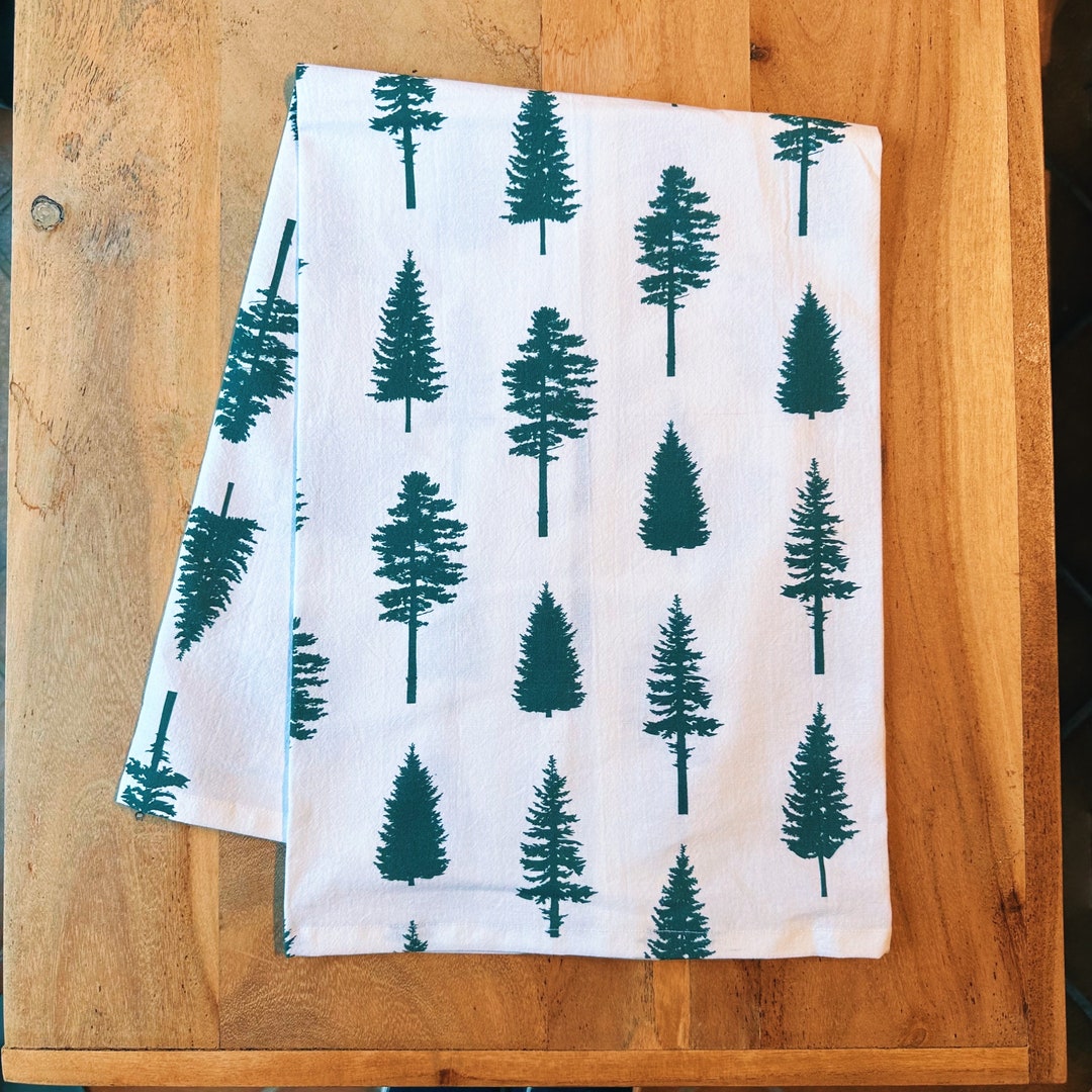Conifers Tea Towel | Kitchen Towel | Trees Tea Towel | Woodland Gifts ...